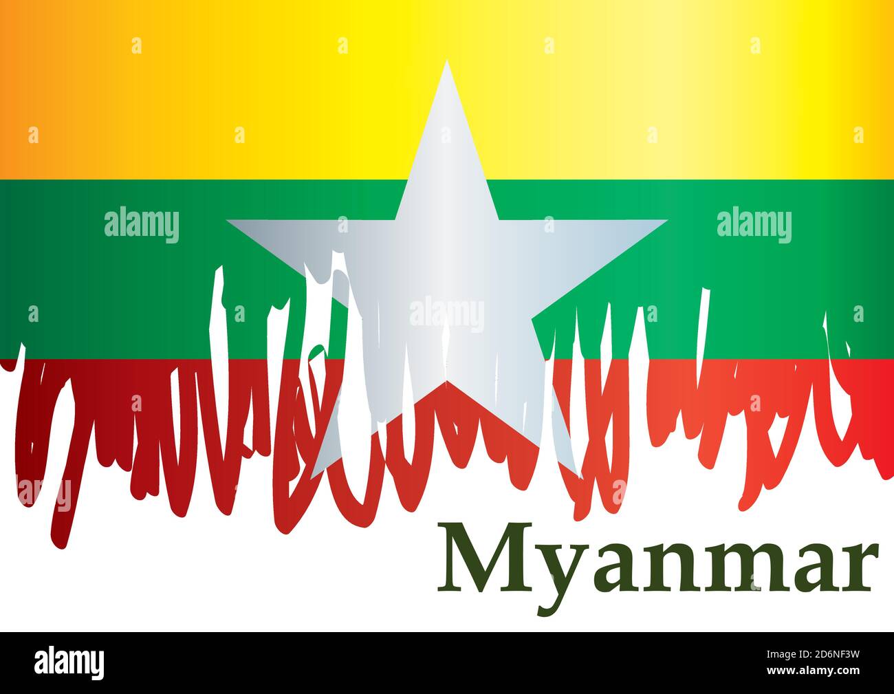 Flag of Myanmar, Republic of the Union of Myanmar. Bright, colorful ...