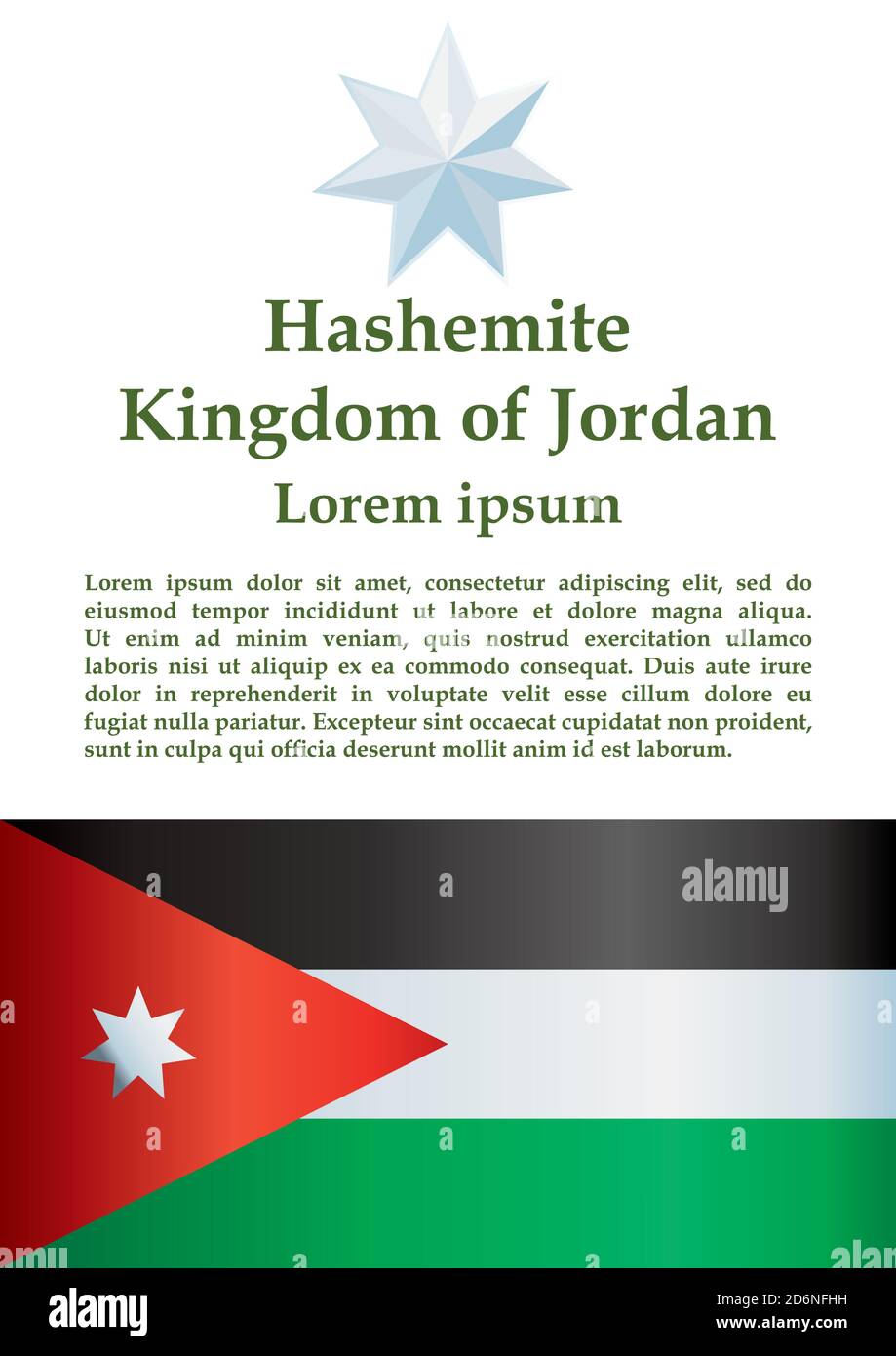 Flag of Jordan, Hashemite Kingdom of Jordan. Template for award design ...
