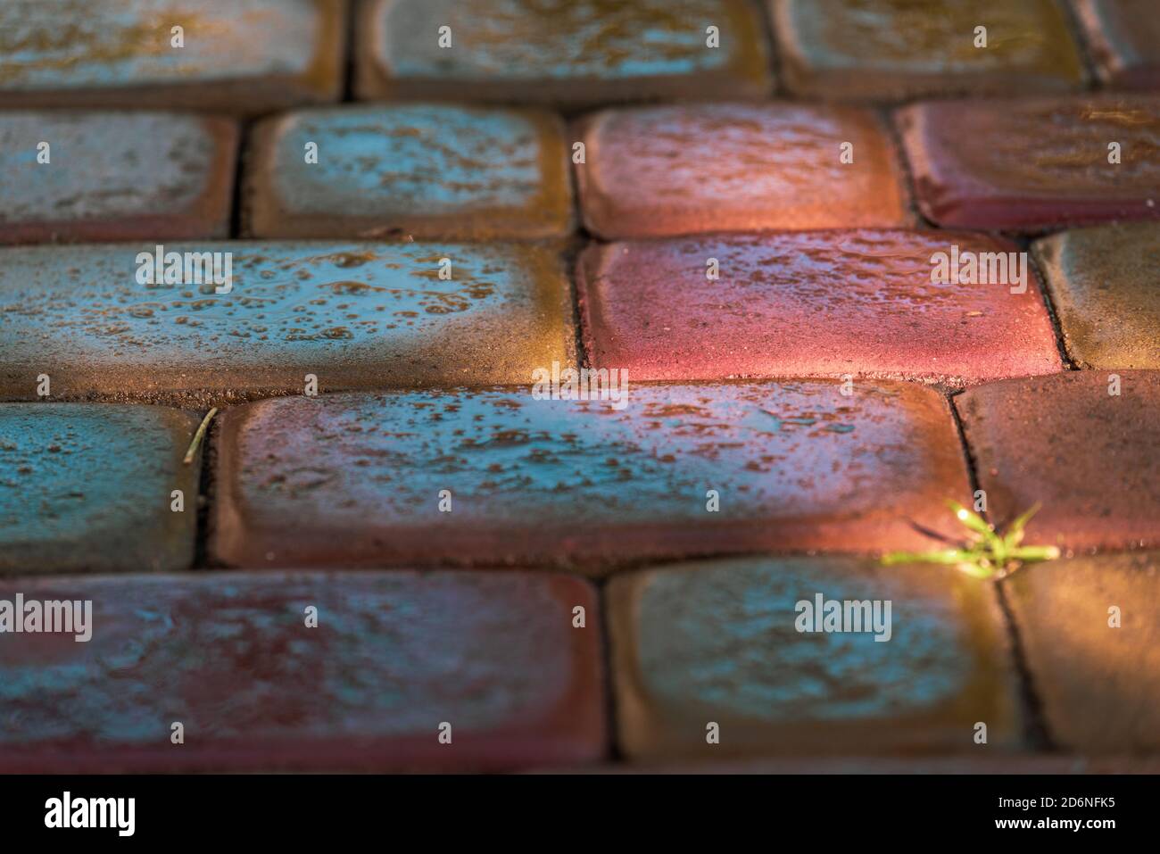pink paving slab after rain for background Stock Photo - Alamy