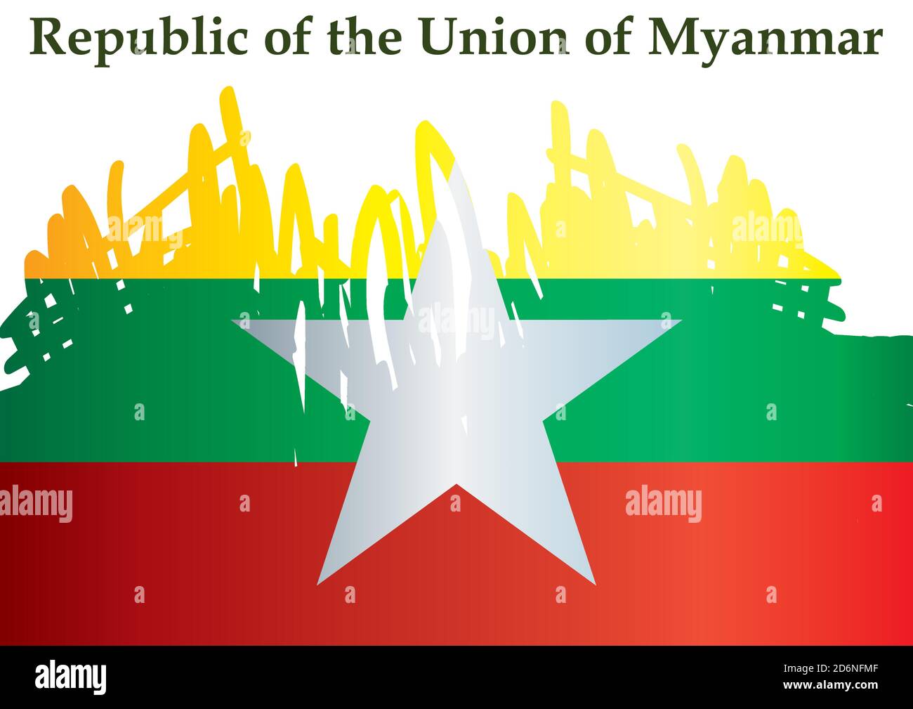 Flag of Myanmar, Republic of the Union of Myanmar. Bright, colorful ...