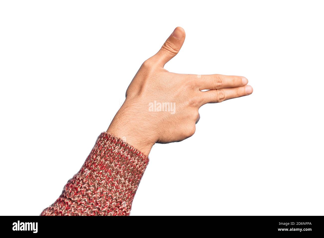 Hand of caucasian young man showing fingers over isolated white ...