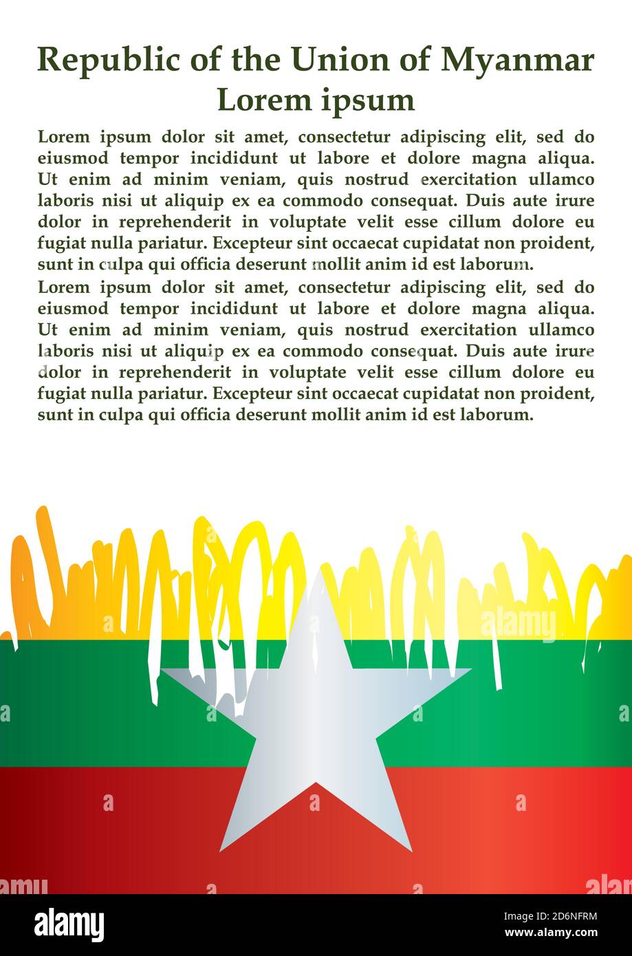 Flag of Myanmar, Republic of the Union of Myanmar. template for award ...