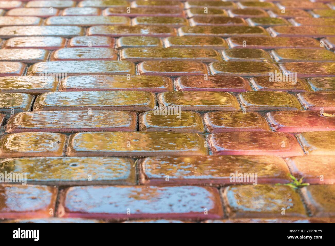 pink paving slab after rain for background Stock Photo - Alamy