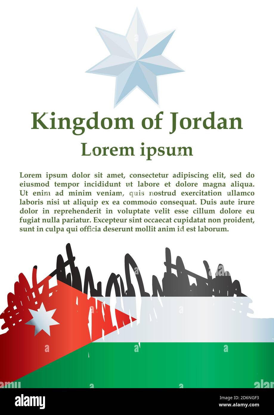 Flag of Jordan, Hashemite Kingdom of Jordan. Template for award design ...