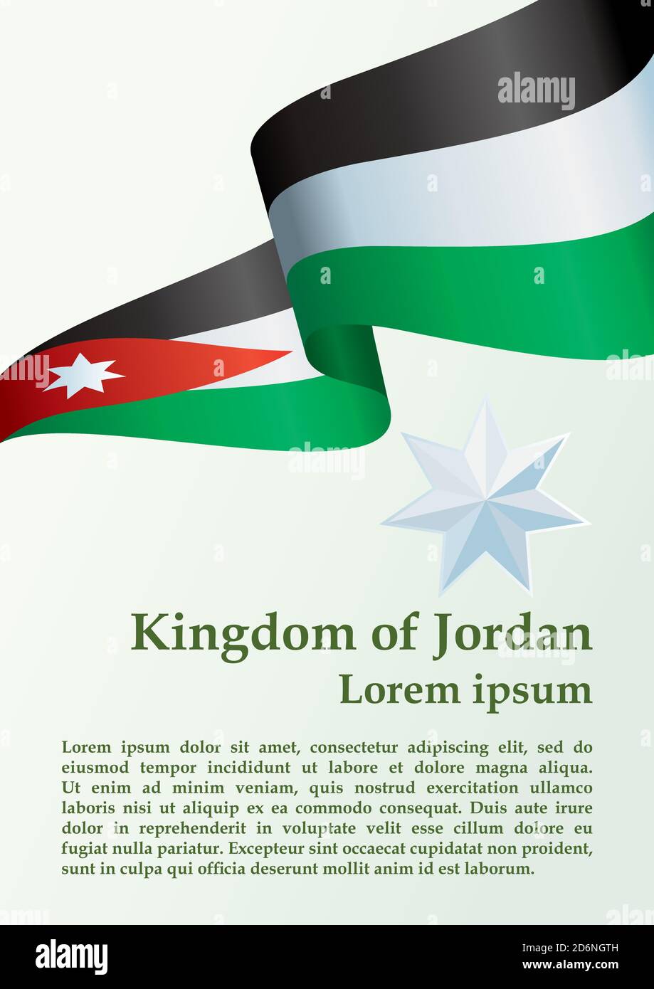 Flag of Jordan, Hashemite Kingdom of Jordan. Template for award design ...