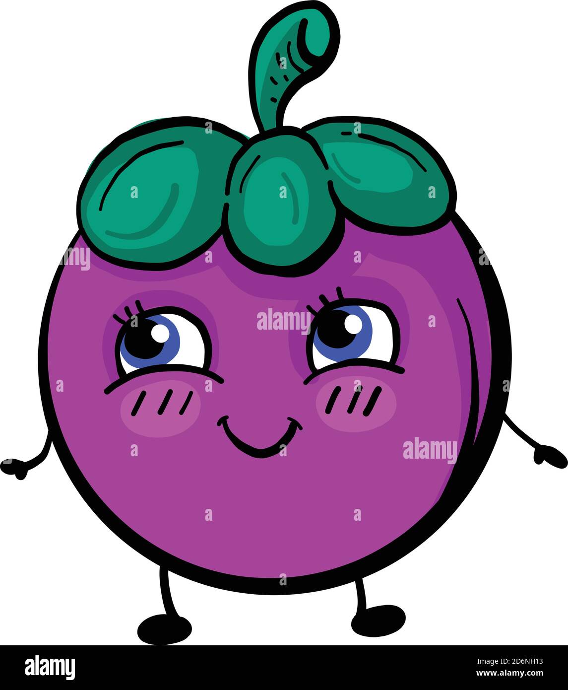 Cute happy mangosteen, illustration, vector on white background Stock ...