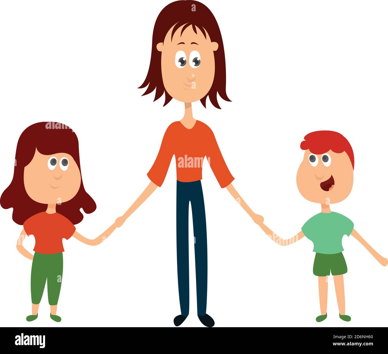Mother with children, illustration, vector on white background Stock ...