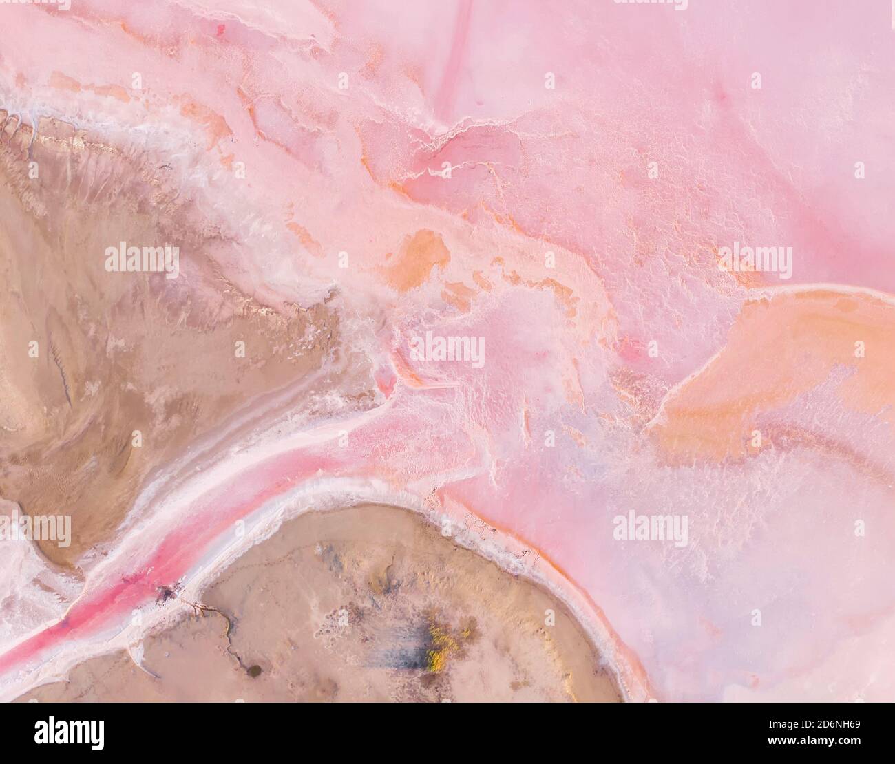 Aerial view of estuary of the pink lake - Syvash, Ukraine Stock Photo ...
