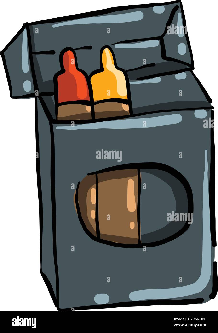 Oil pencils in a box, illustration, vector on white background Stock ...