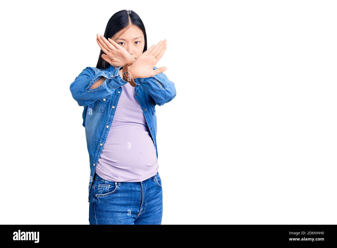 Young beautiful chinese woman pregnant expecting baby rejection ...