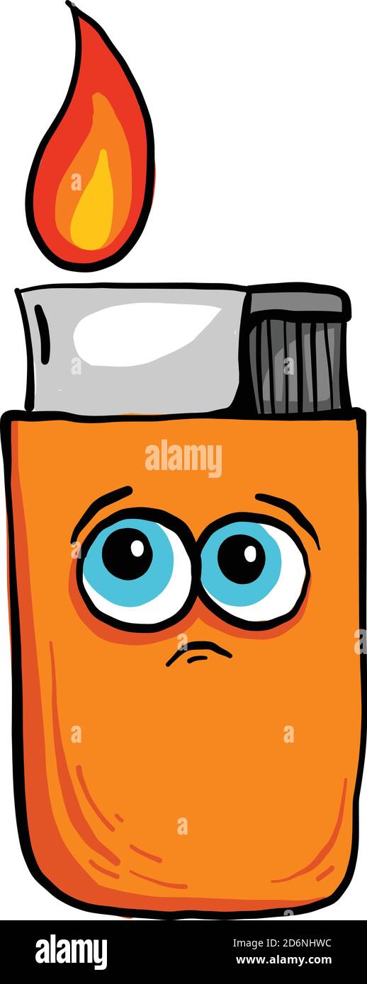 Sad lighter, illustration, vector on white background Stock Vector ...