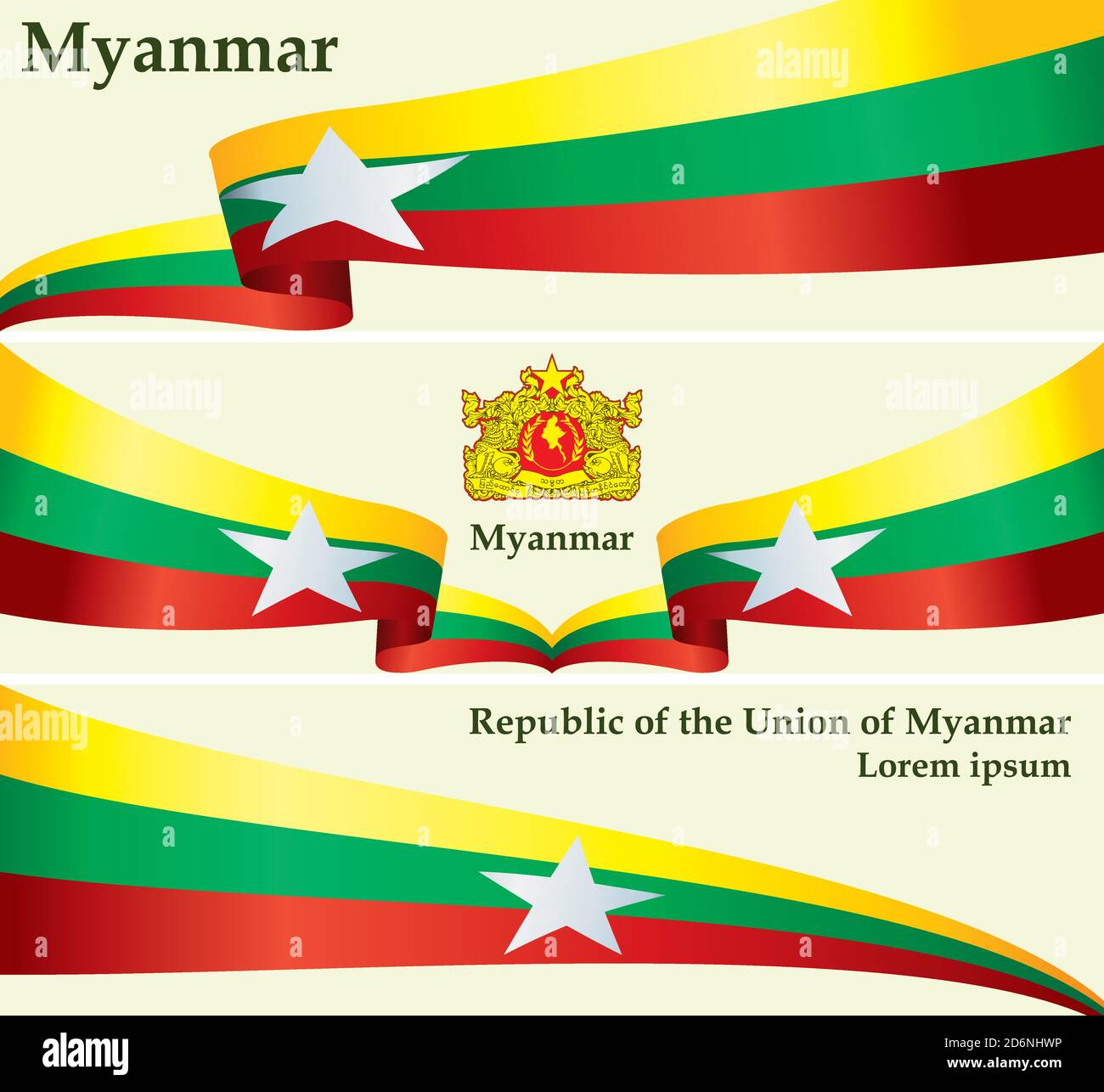 Flag of Myanmar, Republic of the Union of Myanmar. template for award ...