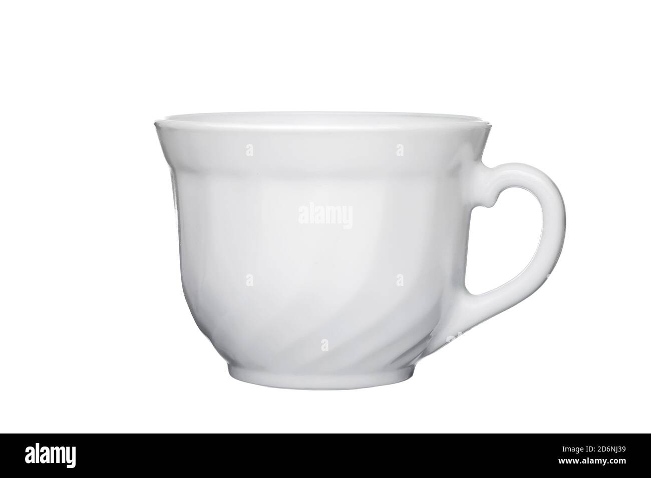 White ceramic tea cup with a minimalistic wave design and a round shape ...