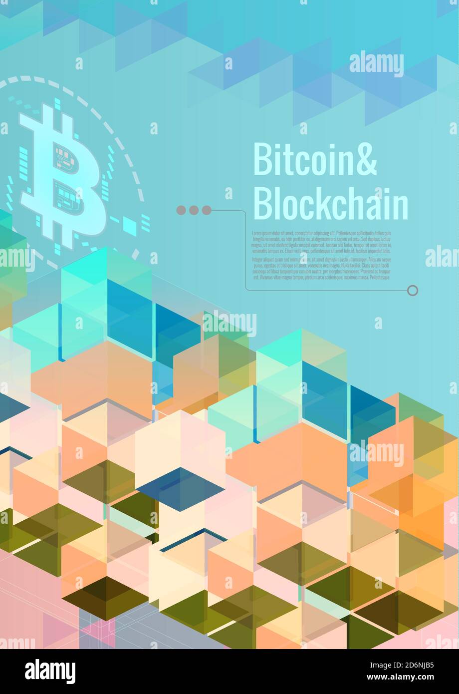 Bitcoin and blockchain graphic template background with space for text ...