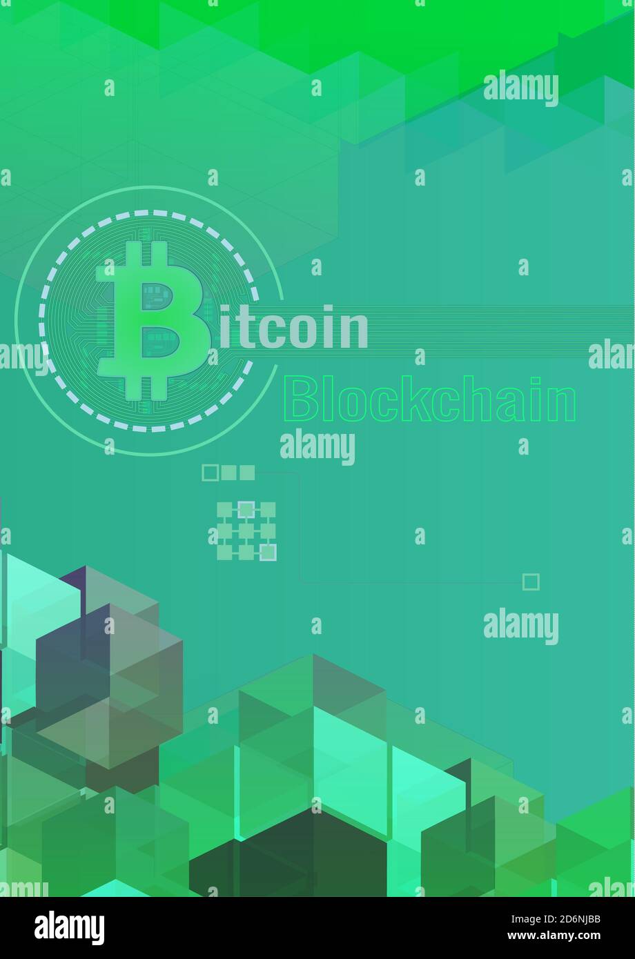 Bitcoin and blockchain graphic template background with space for text ...
