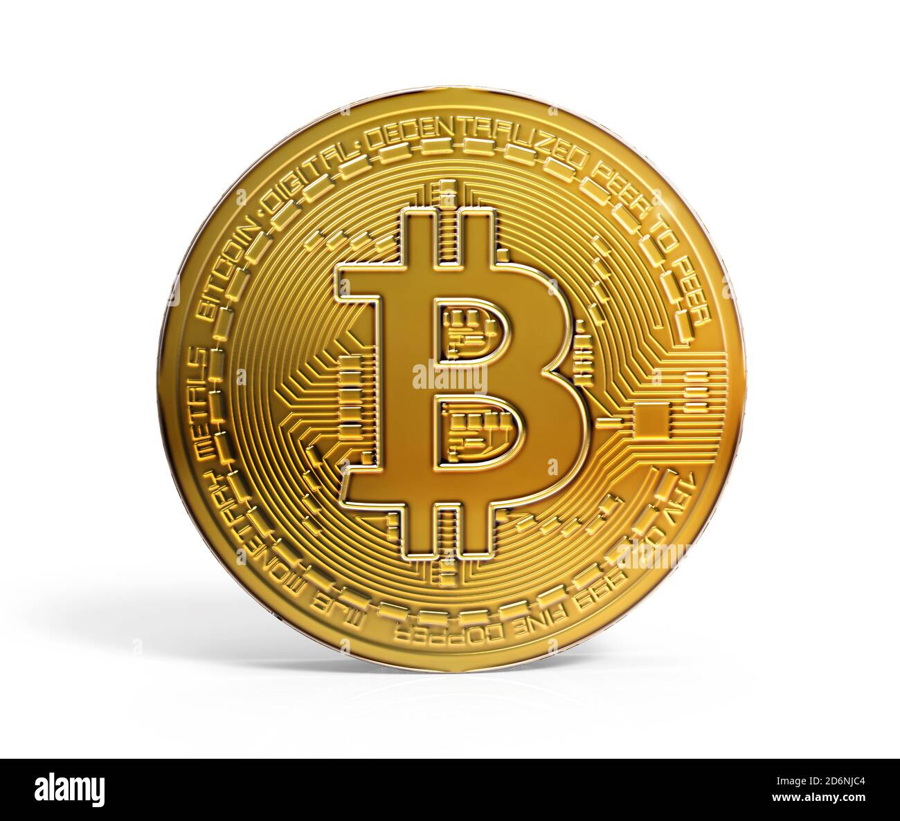 Bitcoin golden mockup 3D rendering isolated on white background with ...