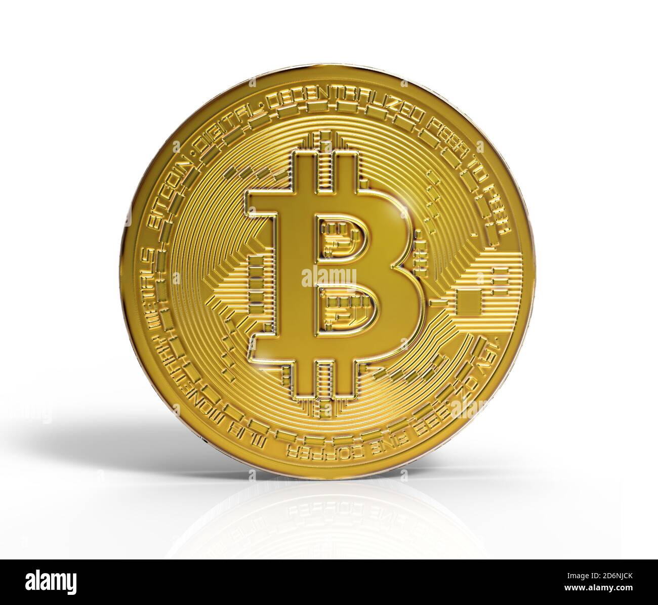 Bitcoin golden mockup 3D rendering isolated on white background with ...