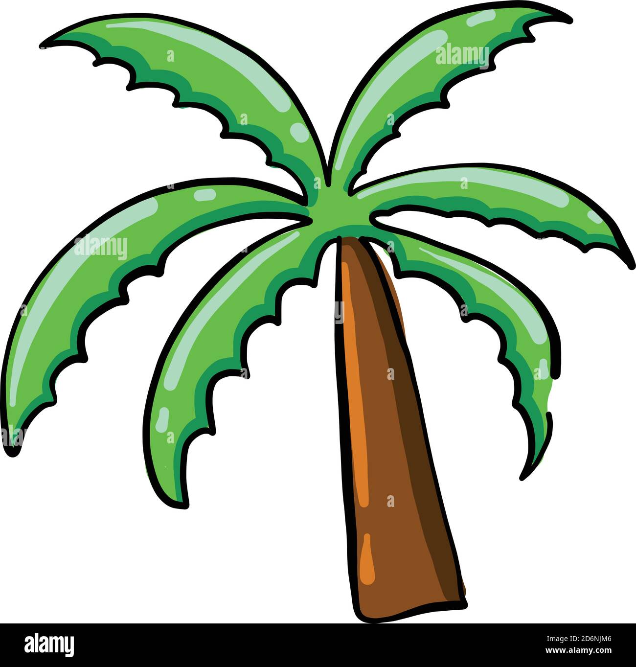 Big palm tree, illustration, vector on white background Stock Vector ...