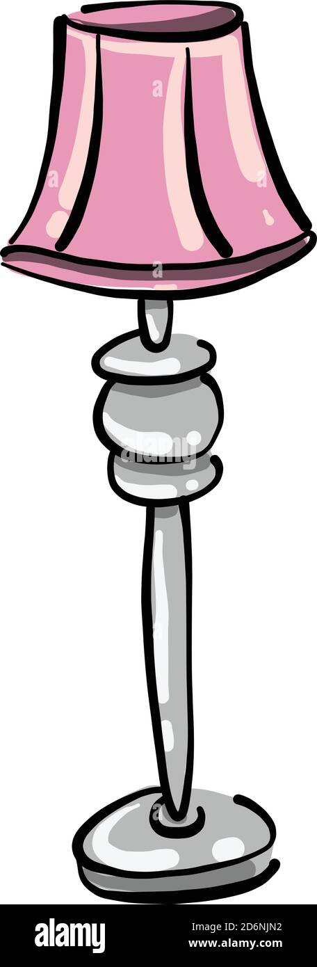 Pink tall lamp, illustration, vector on white background Stock Vector ...