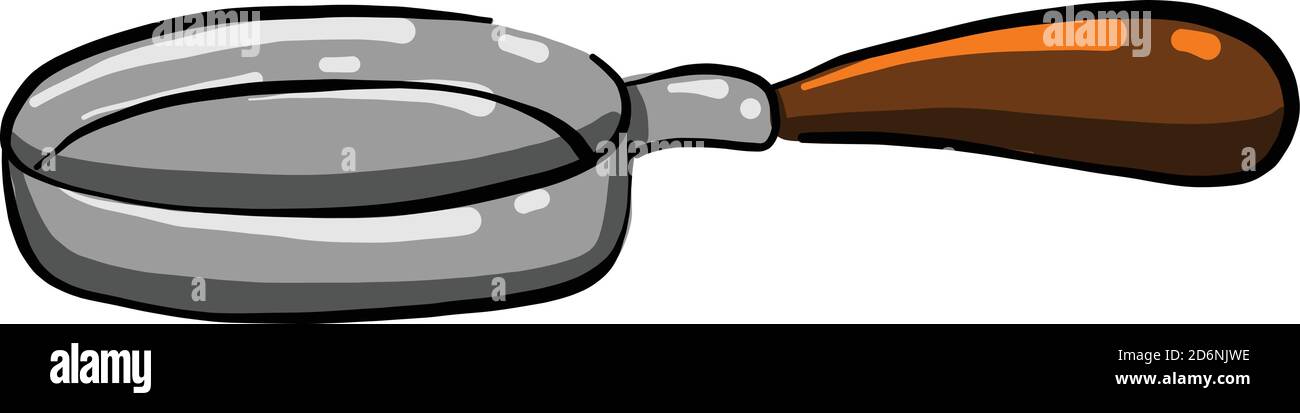 Pan with wooden handle, illustration, vector on white background Stock ...
