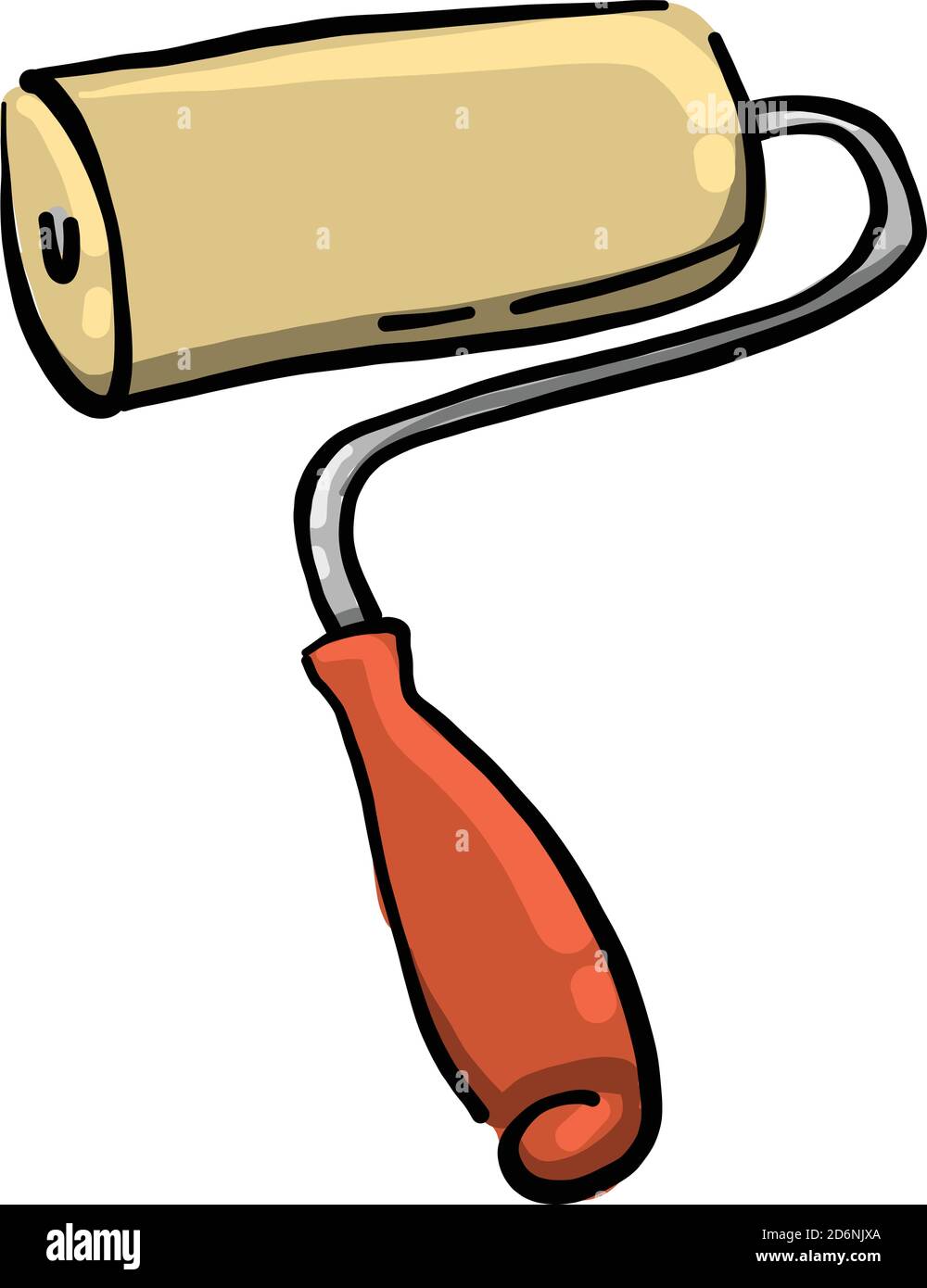 Red paint roller, illustration, vector on white background Stock Vector ...