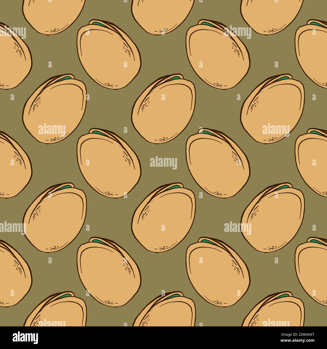 Pistachio in a shell, seamless pattern on oker background Stock Vector ...