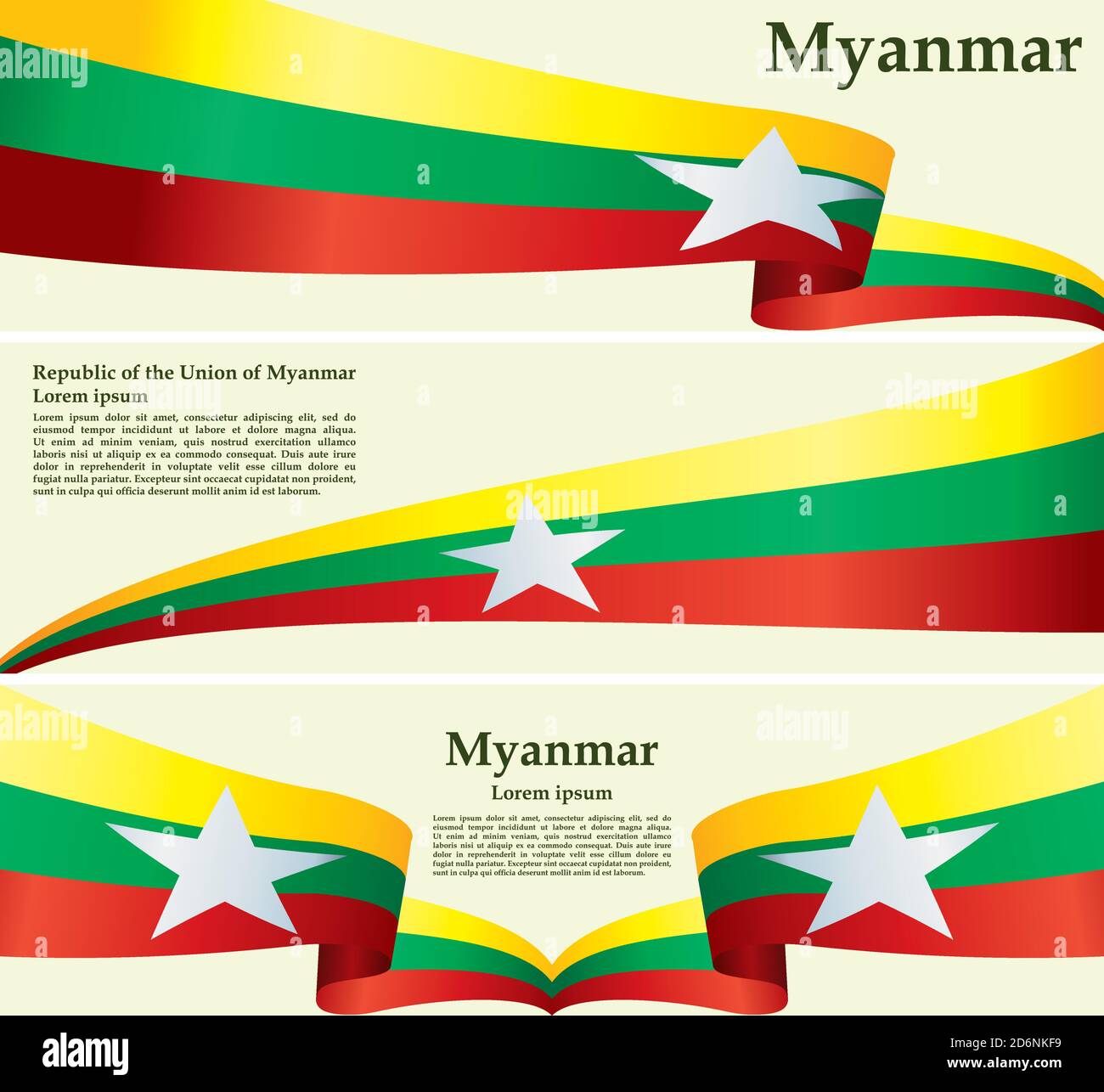 Flag of Myanmar, Republic of the Union of Myanmar. Bright, colorful ...
