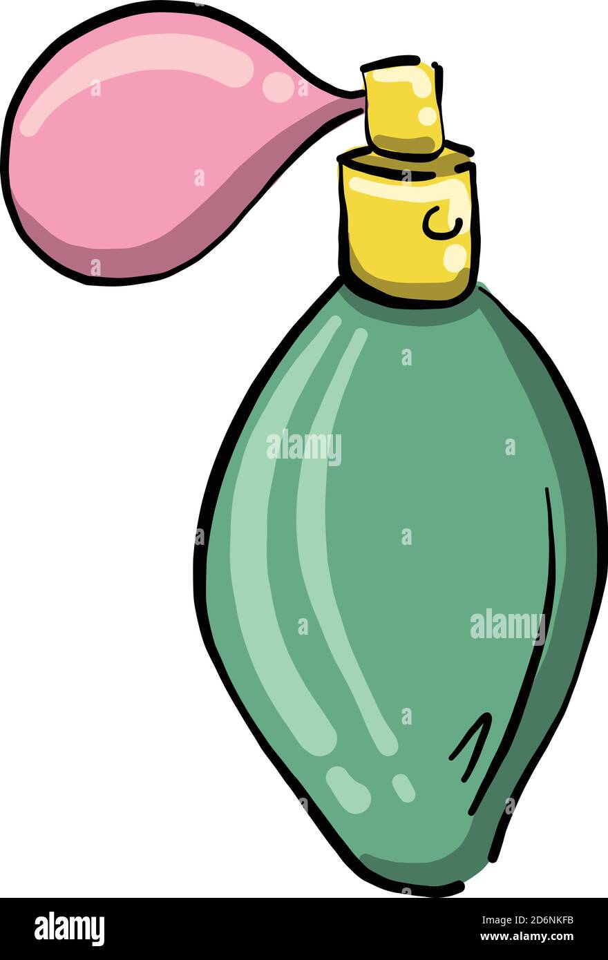 Perfume with a pump, illustration, vector on white background Stock ...