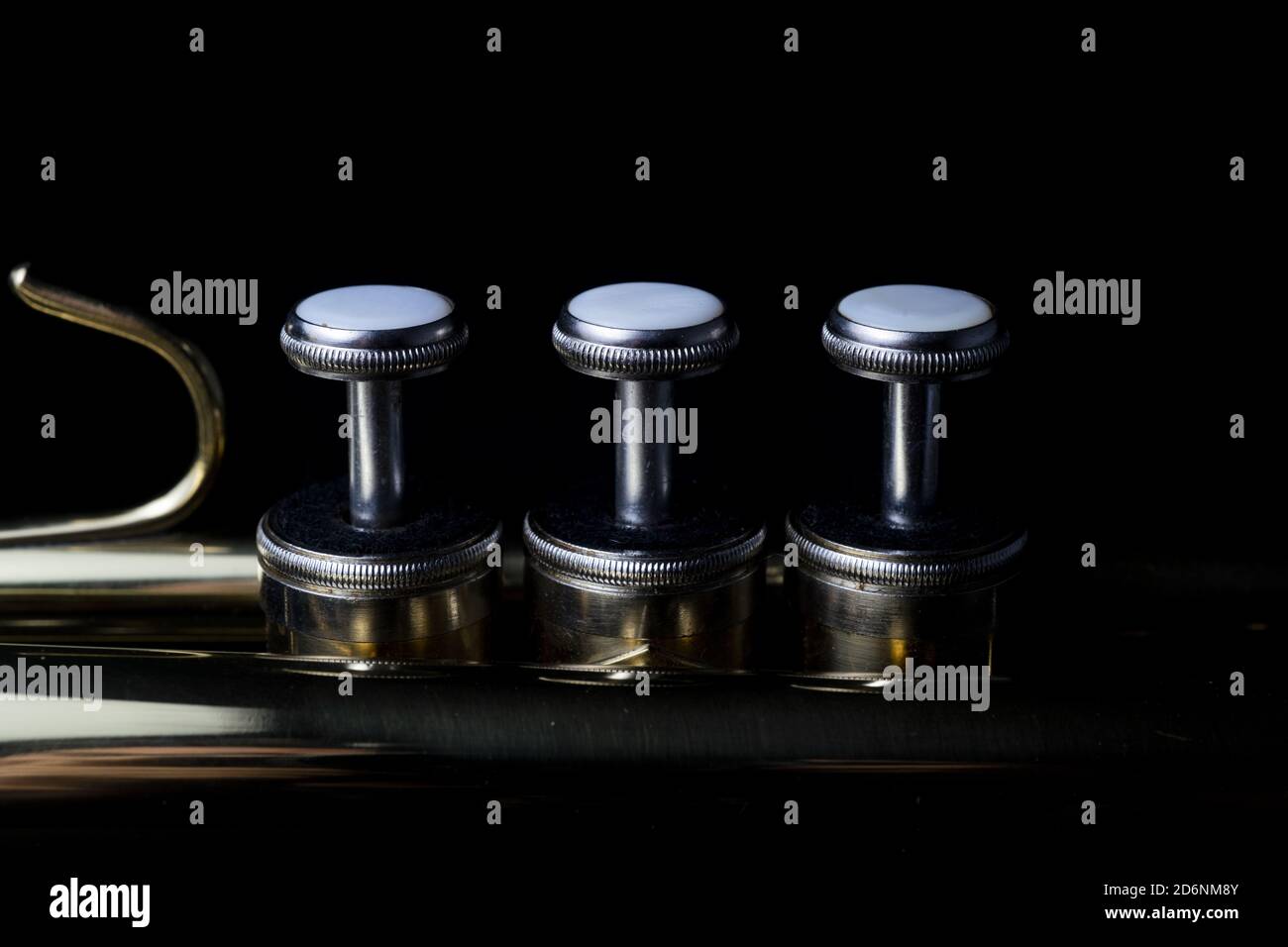 Closeup shot of a trumpet's parts on an isolated black background Stock ...