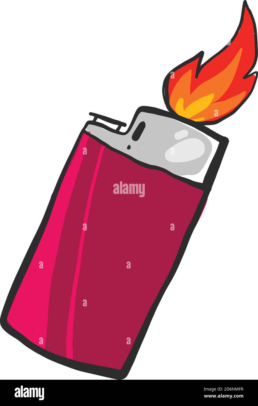 Small pink lighter, illustration, vector on white background Stock ...
