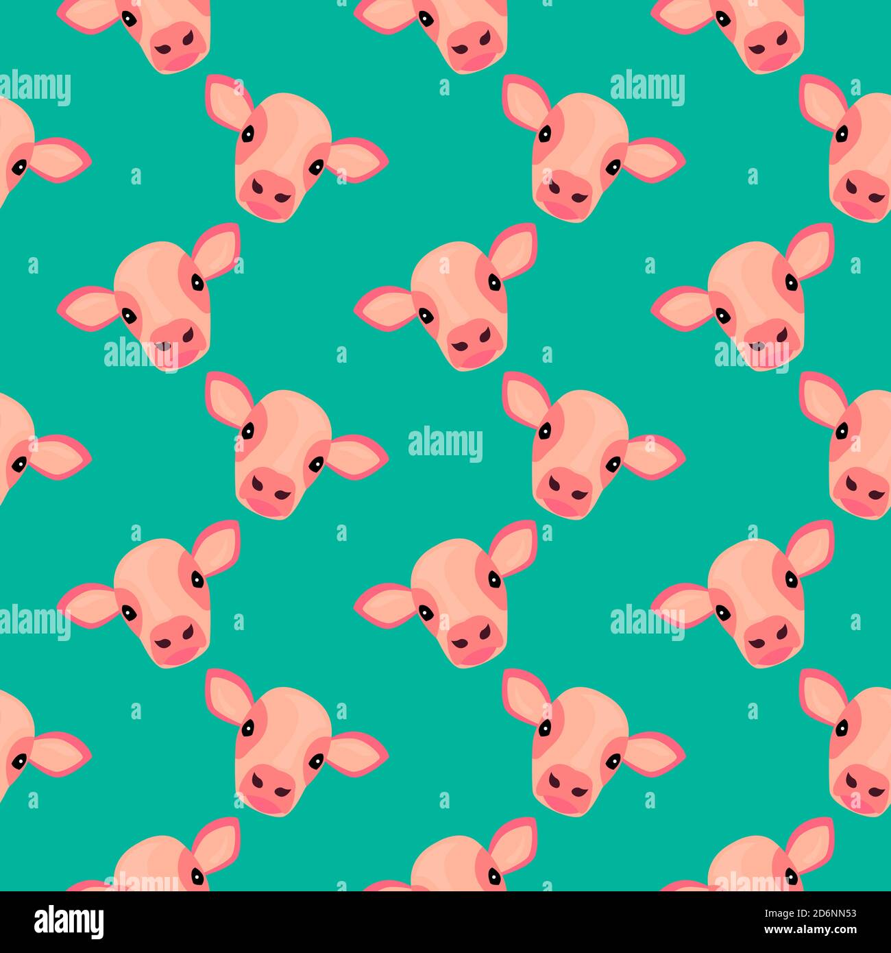 Calf head, seamless pattern on green background Stock Vector Image ...