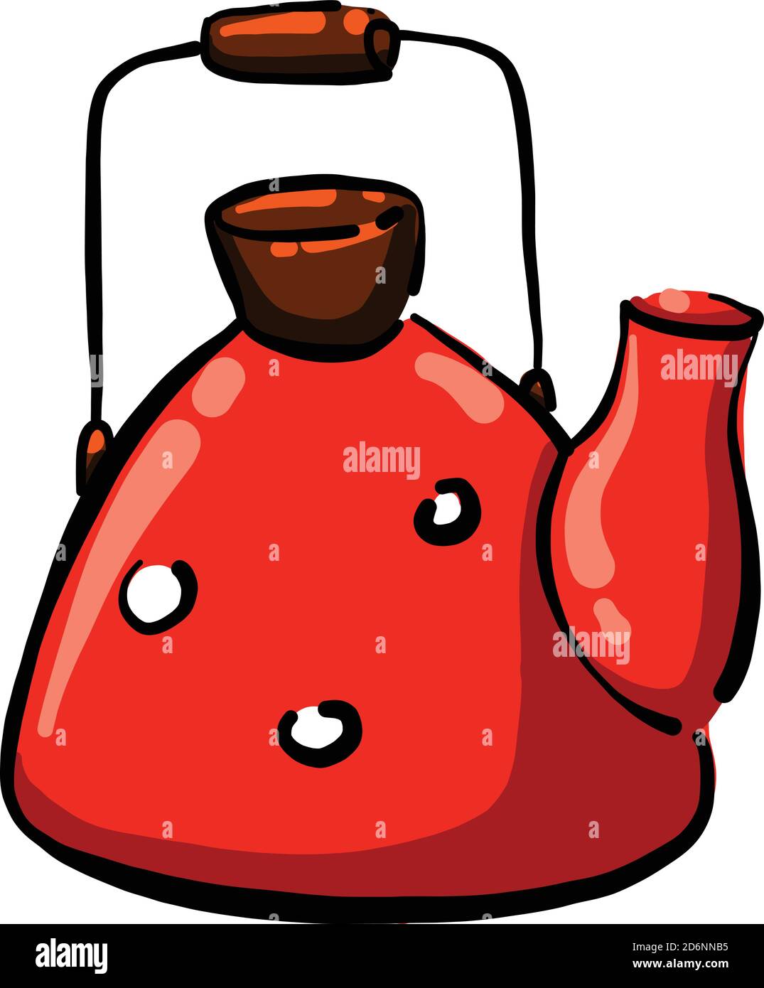 Red teapot with dots, illustration, vector on white background Stock ...