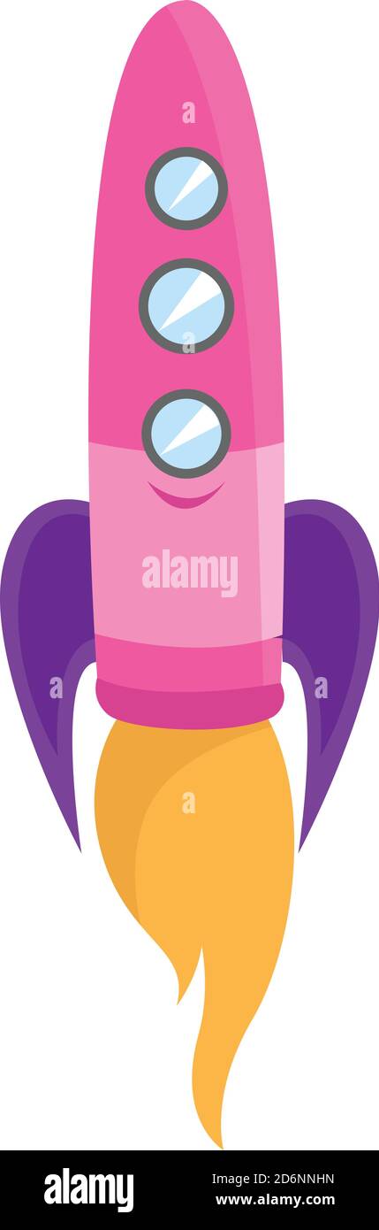 Pink rocket, illustration, vector on white background Stock Vector ...