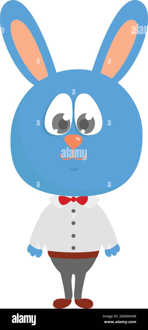 Blue rabbit in a suit, illustration, vector on white background Stock ...