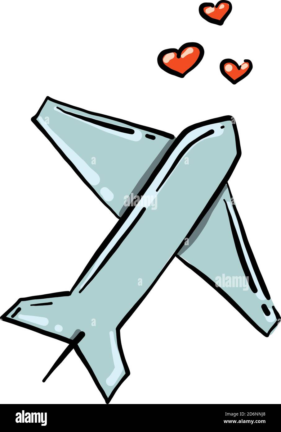 Plane of love, illustration, vector on white background Stock Vector ...