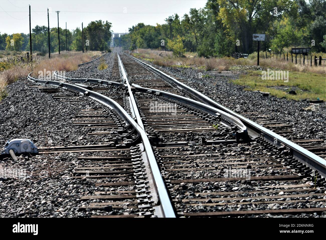 Railroad Tracks split into an abandoned line Stock Photo - Alamy