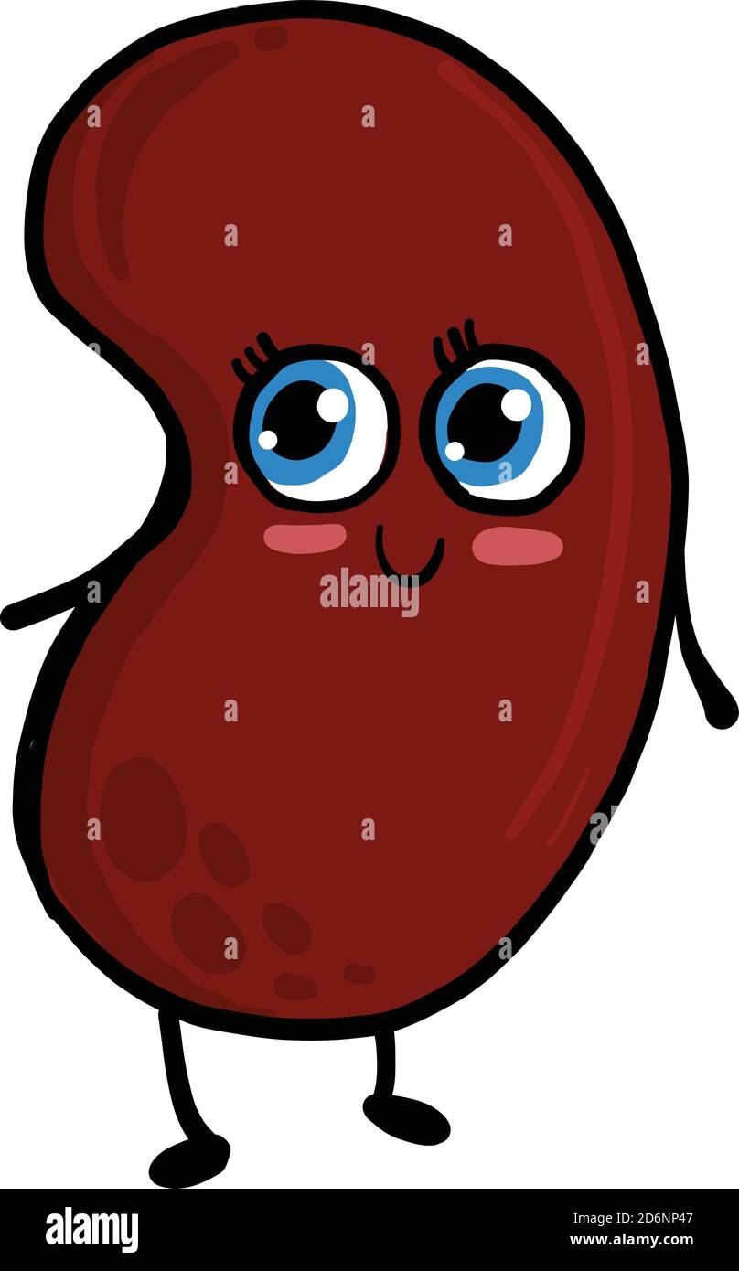 Happy little bean, illustration, vector on white background Stock ...