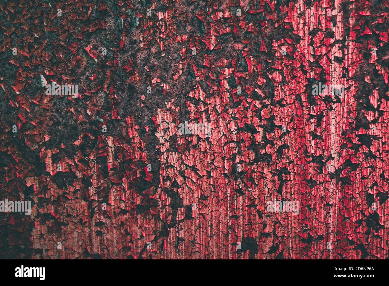 Surface of rusty scratched metal wall with cracked red paint Stock ...