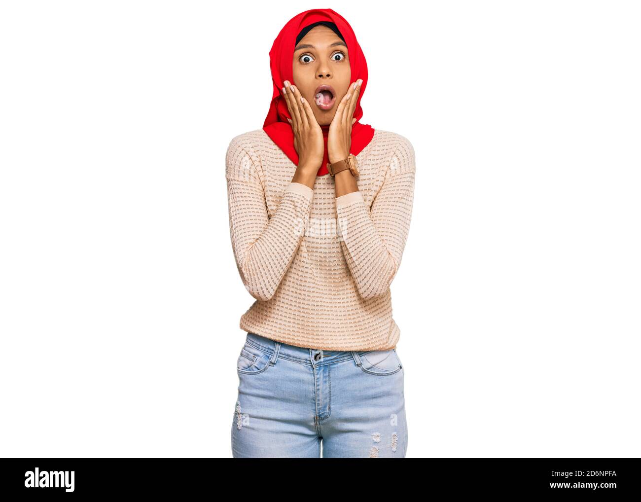 Young african american woman wearing traditional islamic hijab scarf ...