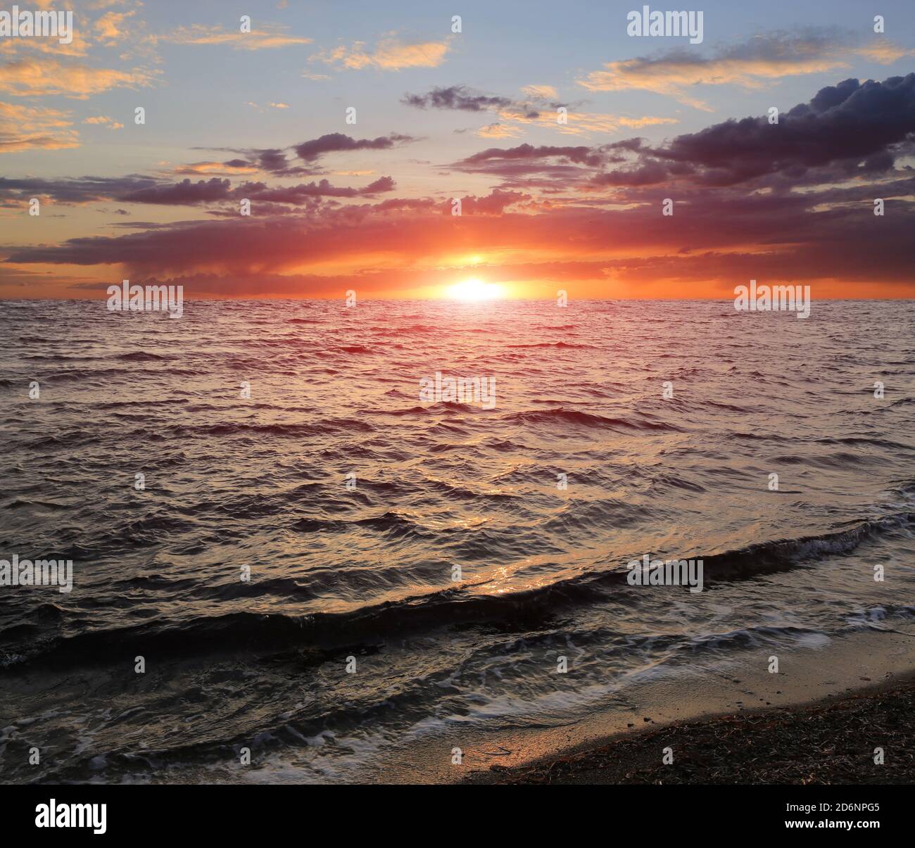Nice sunset landscape on sea Stock Photo - Alamy