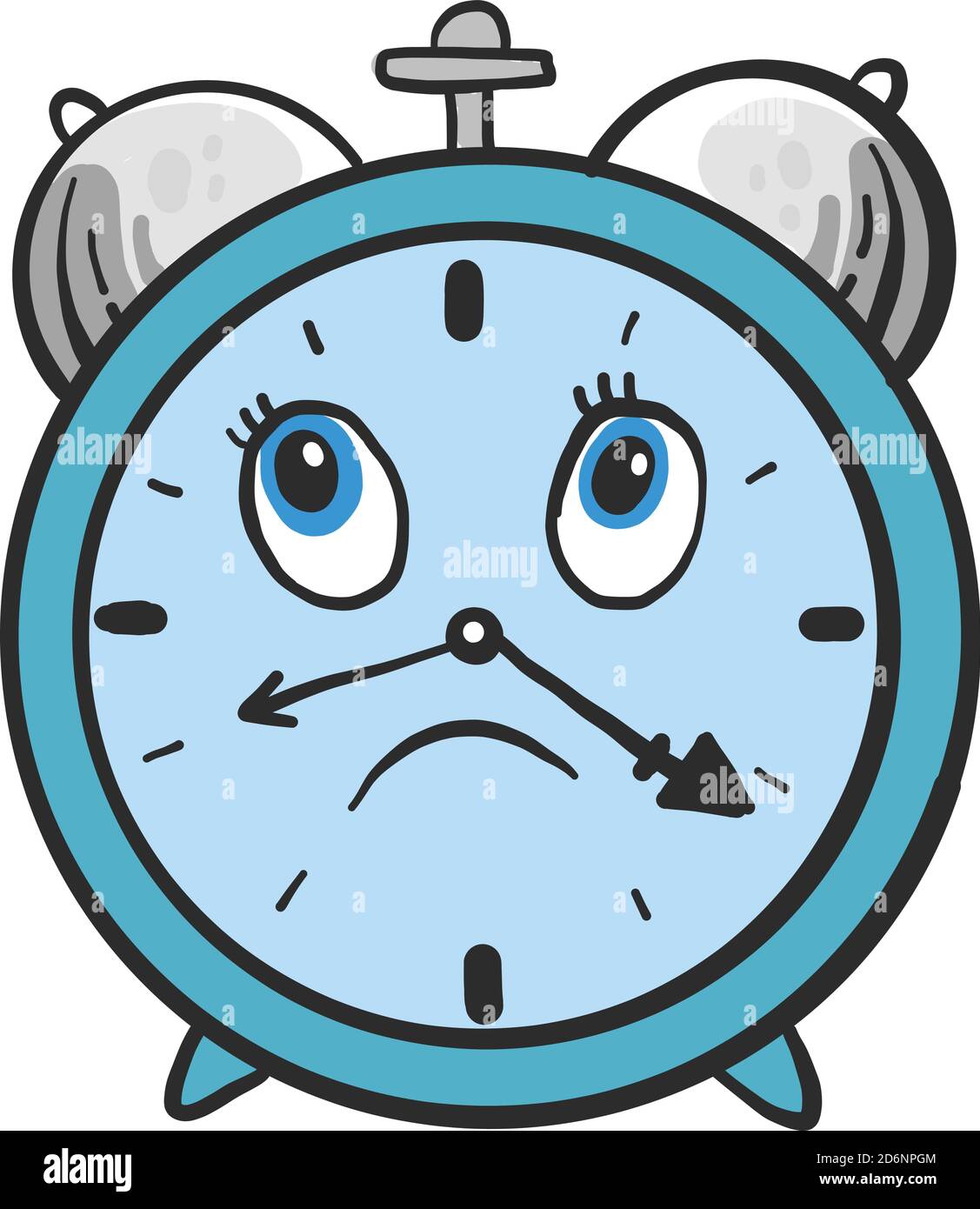 Worried clock, illustration, vector on white background Stock Vector ...