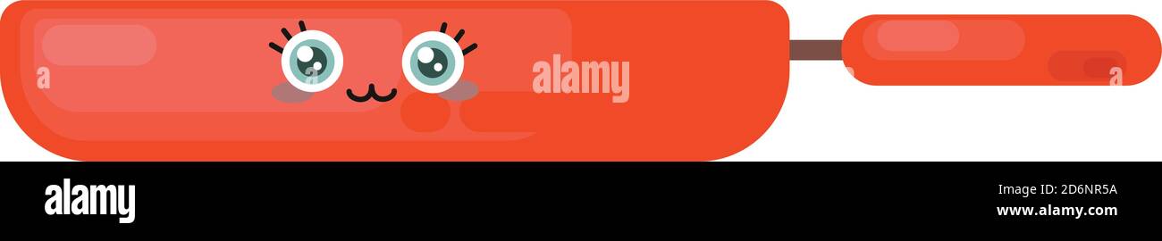 Red pan, illustration, vector on white background Stock Vector Image ...