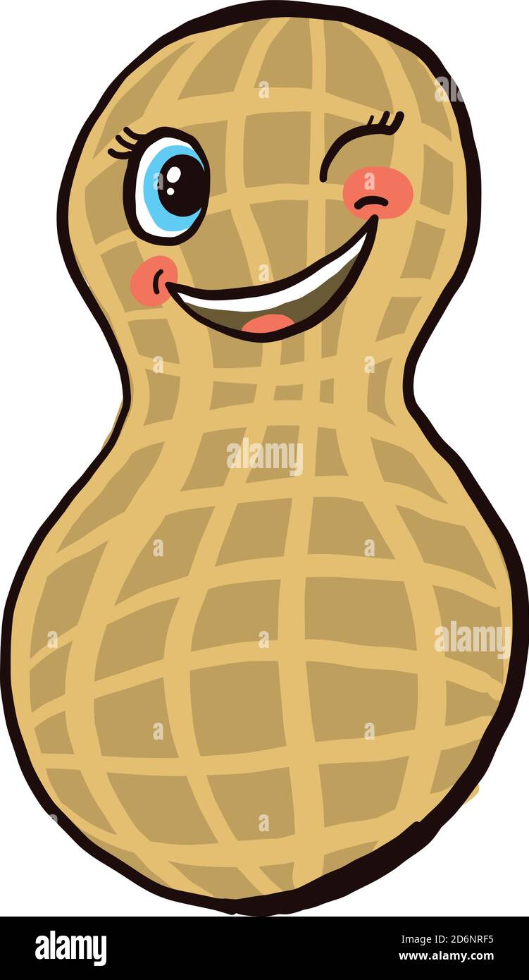 Peanut winking, illustration, vector on white background Stock Vector ...