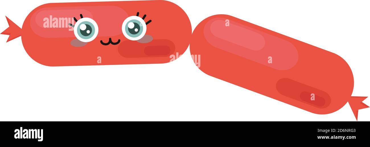 Two little sausages, illustration, vector on white background Stock ...