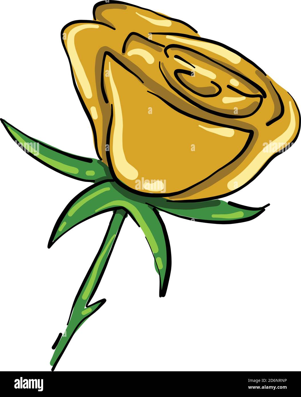 Yellow pretty rose, illustration, vector on white background Stock ...