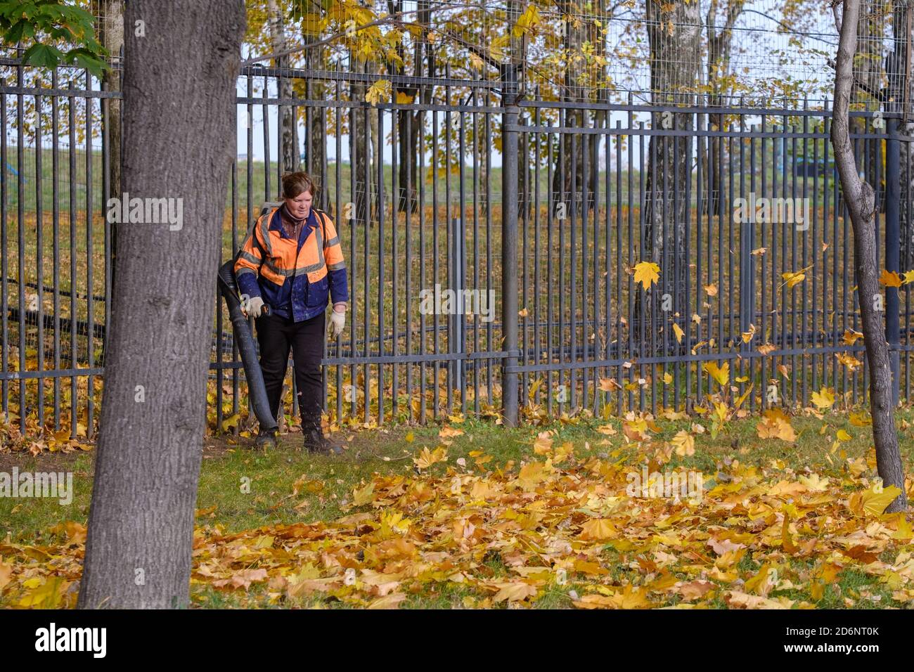 Leaf blower female hi-res stock photography and images - Alamy
