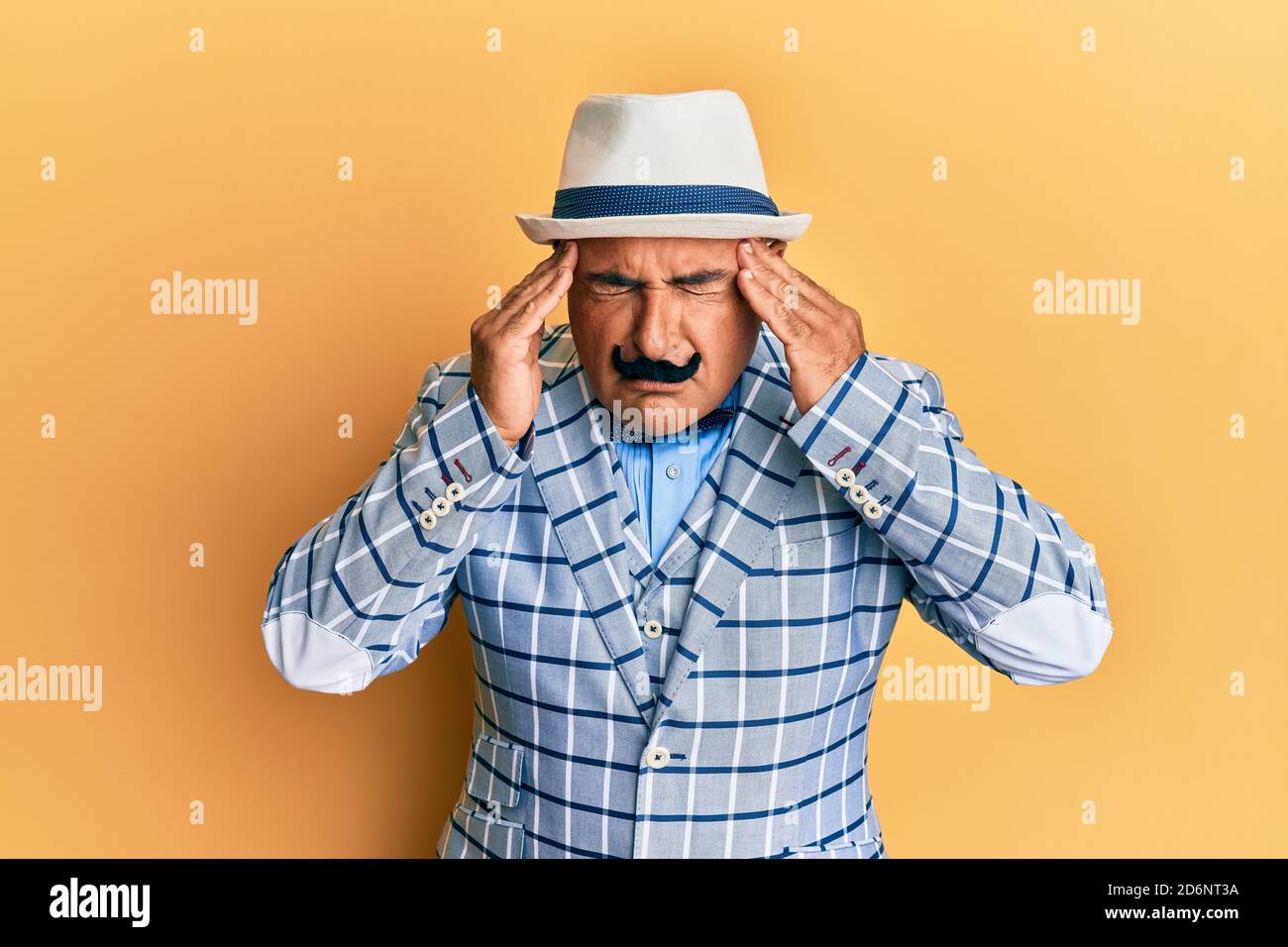 Mature middle east man with mustache wearing vintage and elegant ...