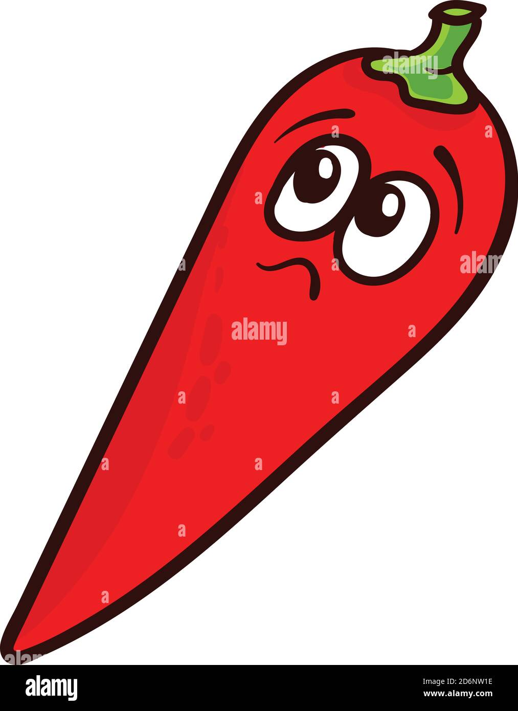 Worried red pepper, illustration, vector on white background Stock ...