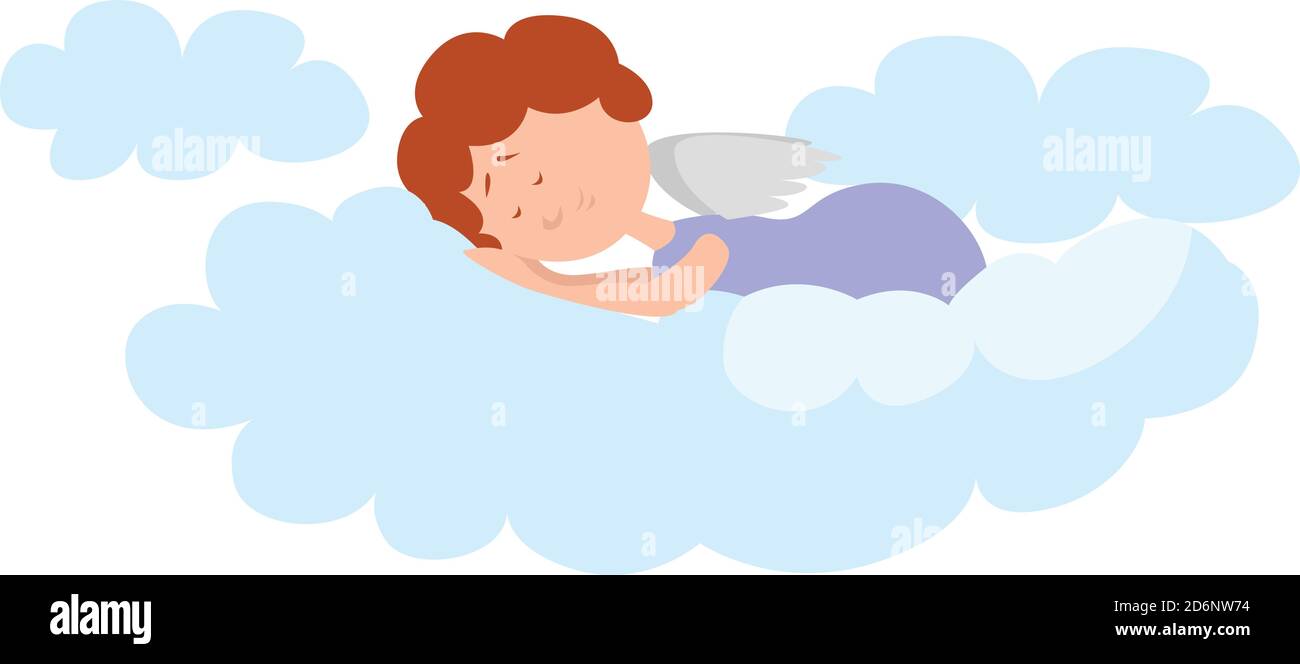 Angel sleeping, illustration, vector on white background Stock Vector ...