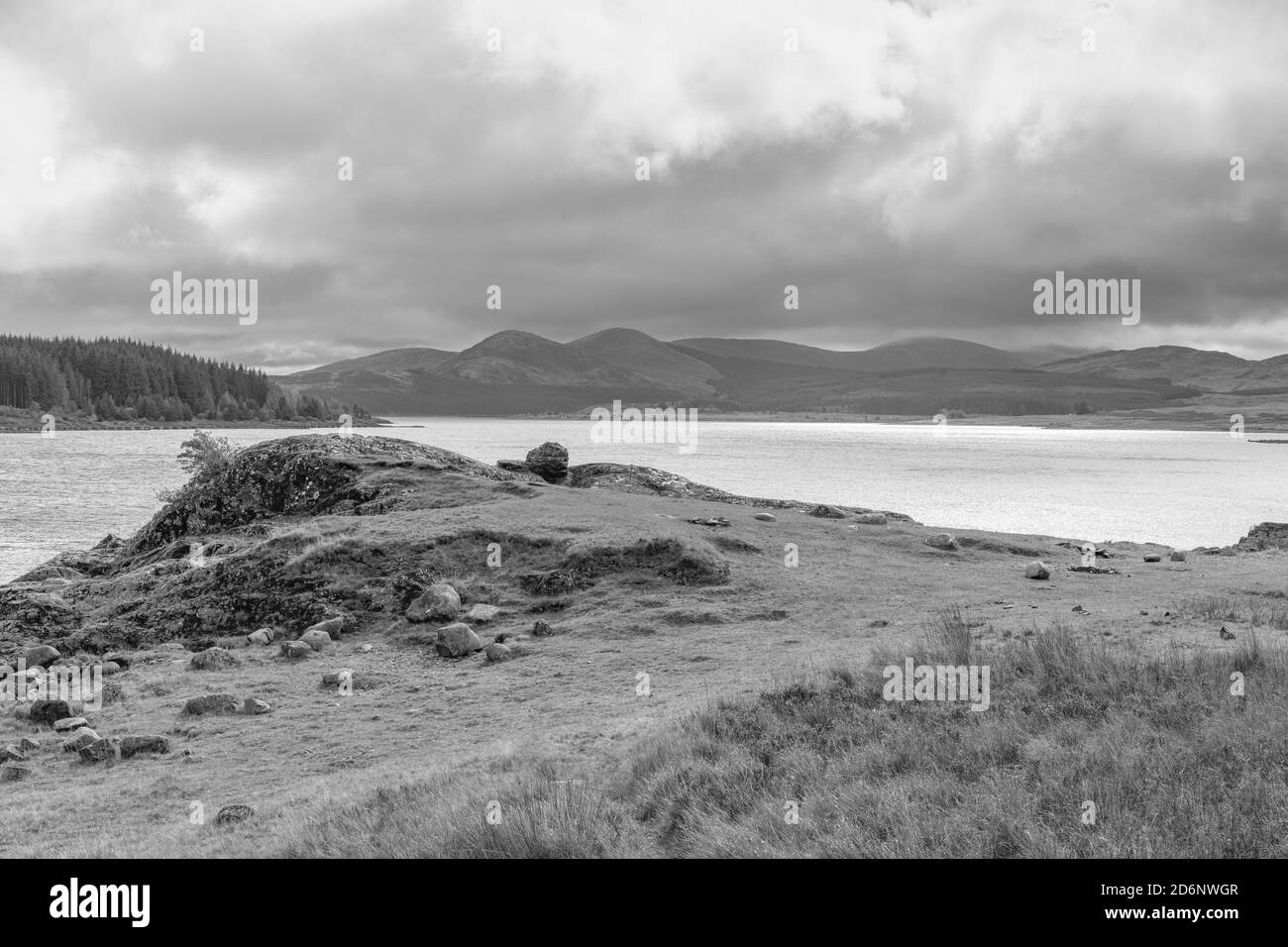 Loch Doon and the Galloway Hills in the far distance with a broody ...